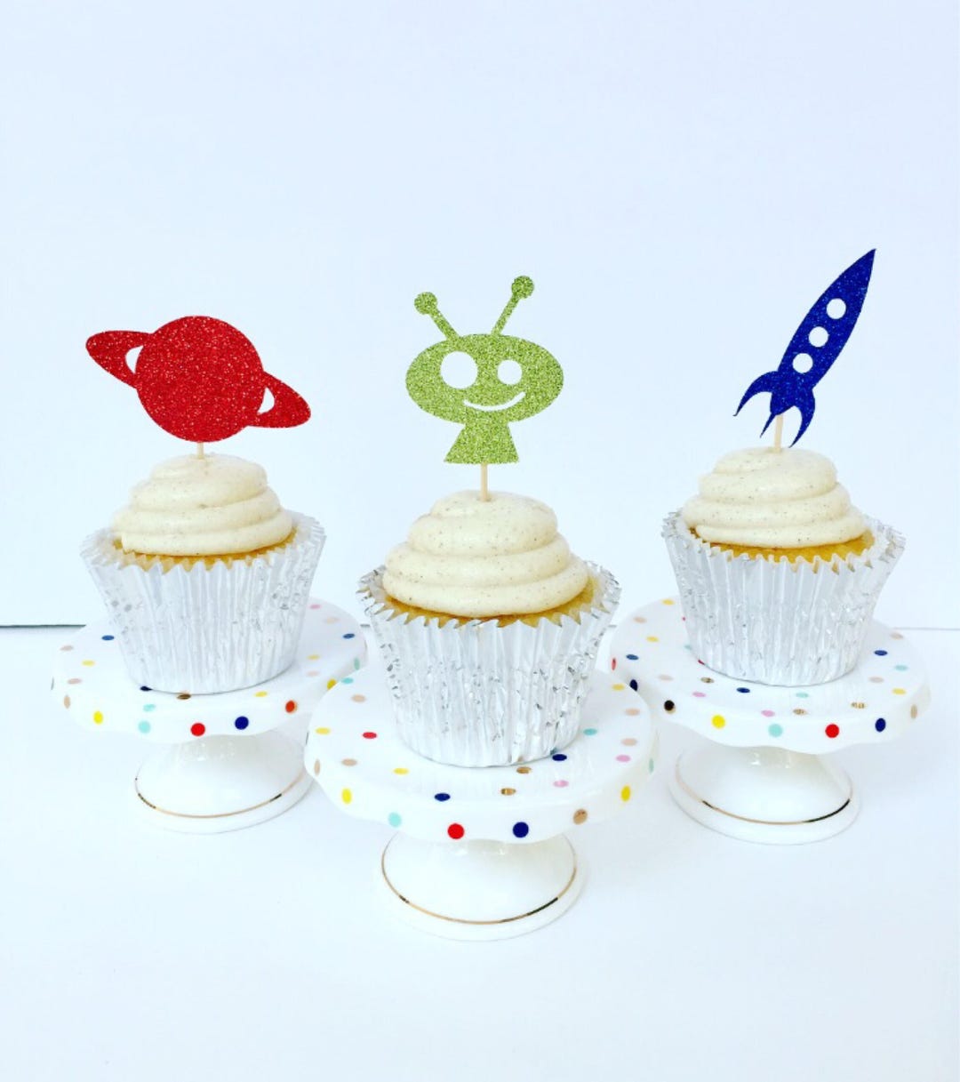 Out of This World Cupcake Topper / Outer Space Birthday Party / Set of ...