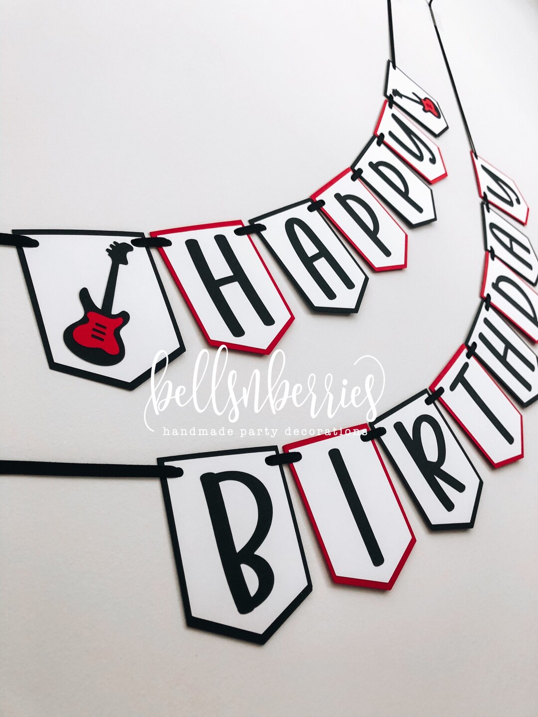 One Rocks Birthday Banner / Guitar Happy Birthday Banner / Rock Party ...