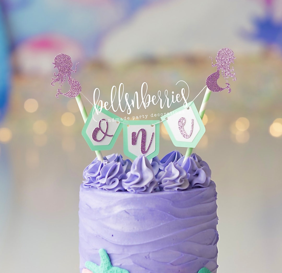 Mermaid Cake Bunting Topper/ Shell Cake Topper/ Oneder the Sea Cake ...