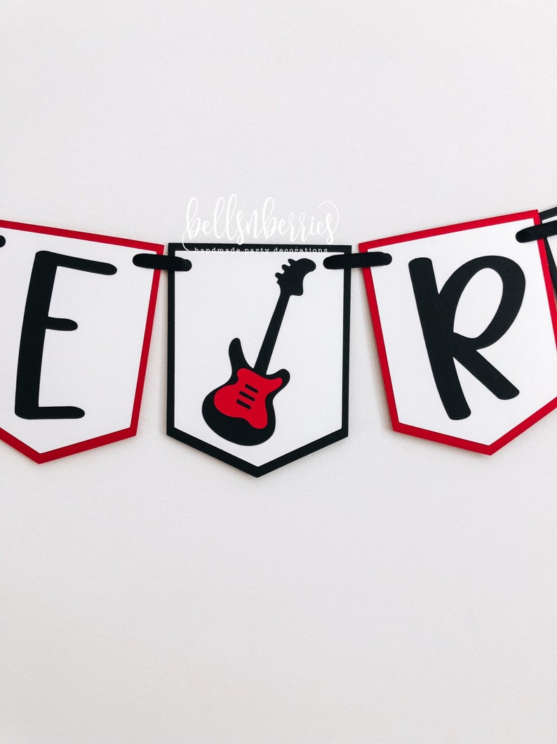 One Rocks Banner / Guitar Happy Birthday Banner / Rock Party / - Etsy