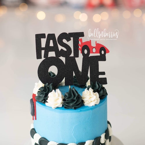 First Birthday Cake Topper Fast One Racing 1st - Etsy