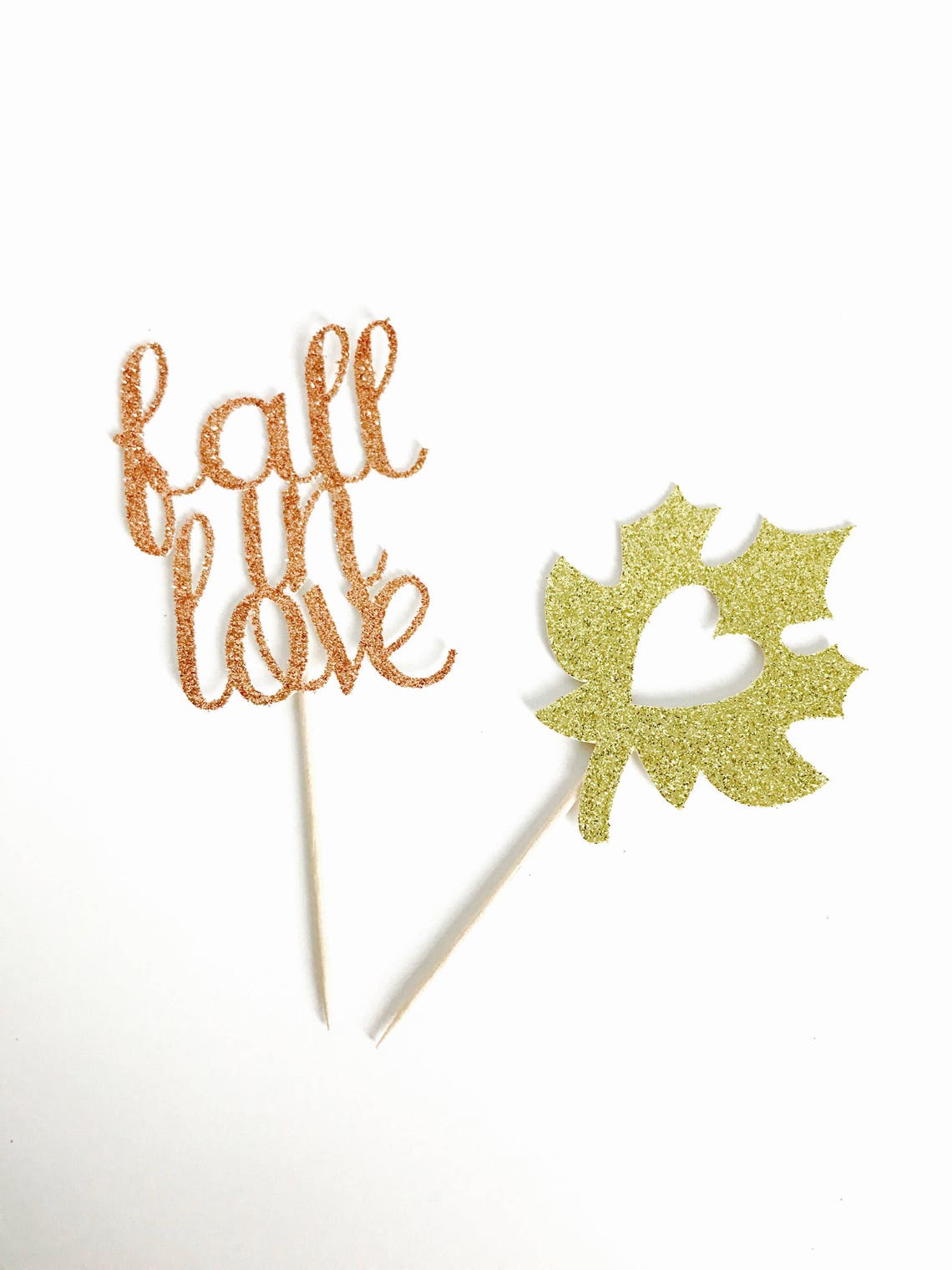 Fall in Love Glitter Cupcake Toppers: Bridal Shower Decor (set of 12 ...