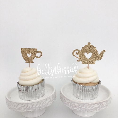 12 Ct. Two Cupcake Toppers. Tea for Two Birthday Cupcake - Etsy