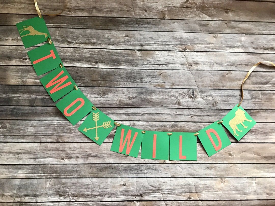 Jungle Theme Birthday Banner/ Two Wild Birthday/ Jungle Birthday Party ...