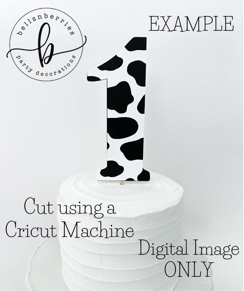 Cow Print Number 1 Cake Topper SVG: Farm Birthday Decor (digital ...