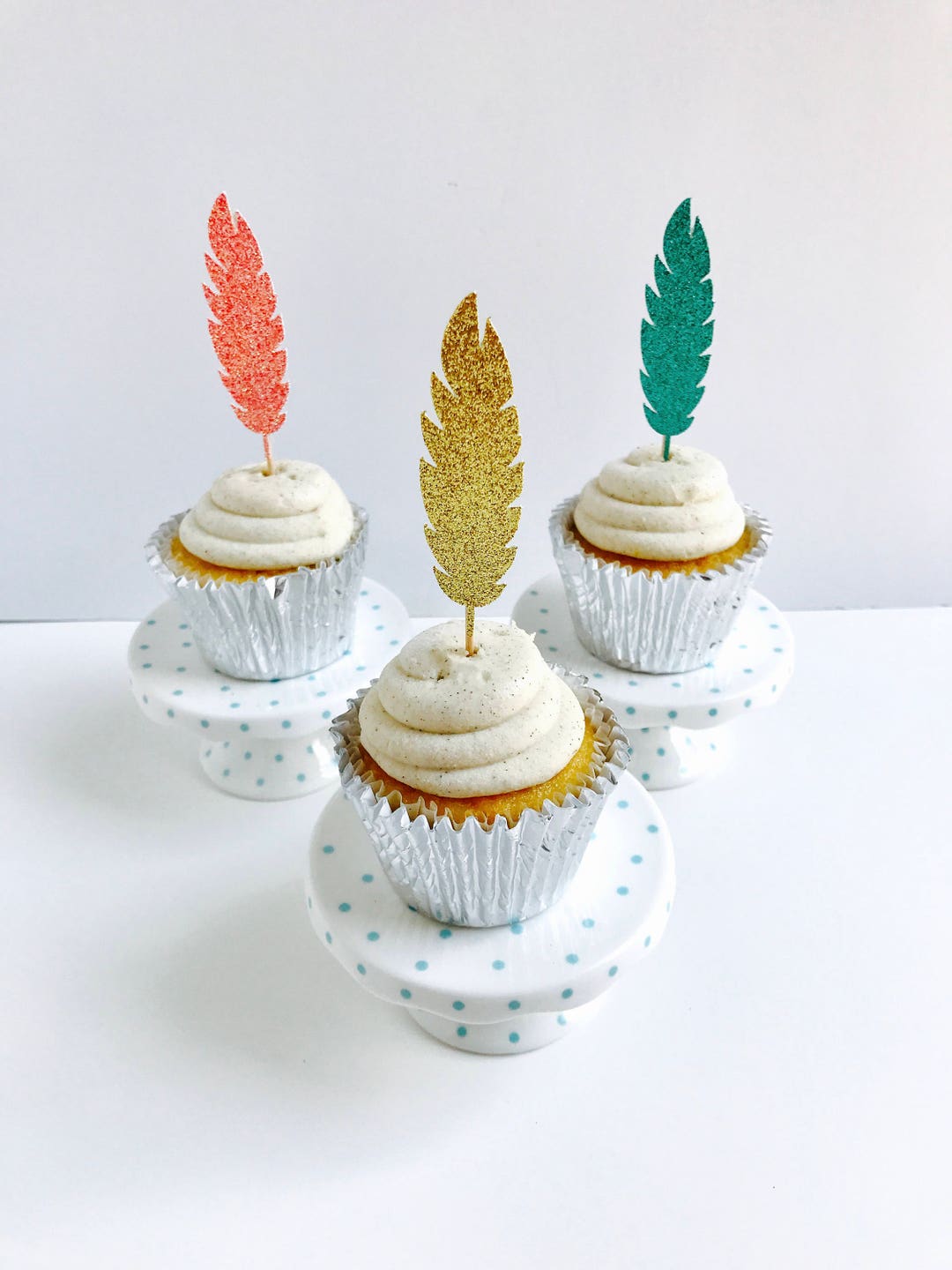 Boho Feather Cupcake Toppers/ Wild One Cupcake Toppers/ Glitter ...