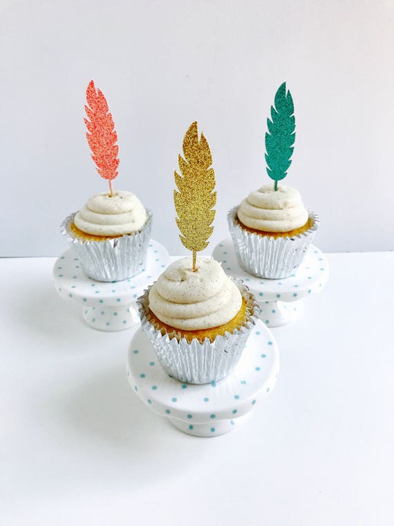 Boho Feather Cupcake Toppers/ Wild One Cupcake Toppers/ - Etsy