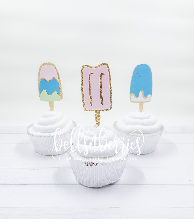Popsicle Cupcake Toppers/ Ice Cream Birthday Party/ Set of 12 - Etsy
