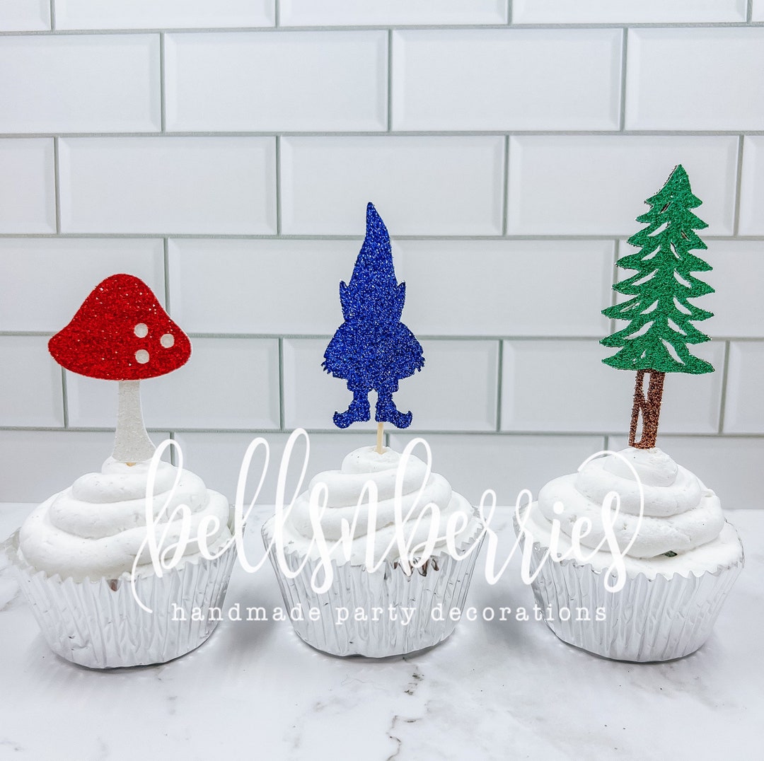 Gnome Cupcake Toppers Set of 12 / Gnome Birthday Party/ Fairy Birthday ...