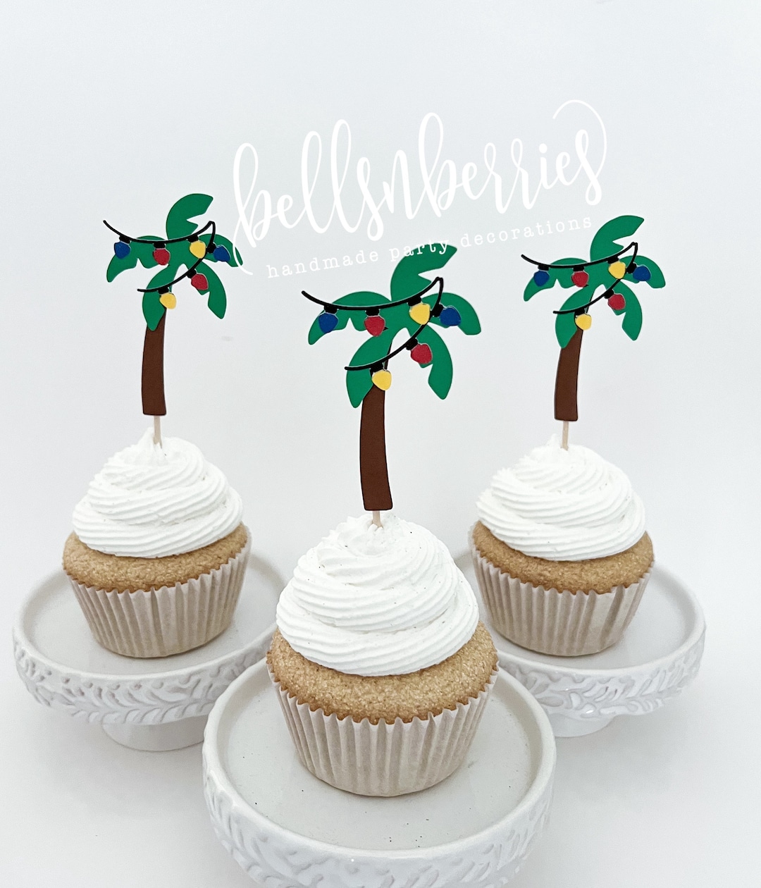 Christmas in July Cupcake Toppers / Christmas Palm Tree Cupcake Picks ...