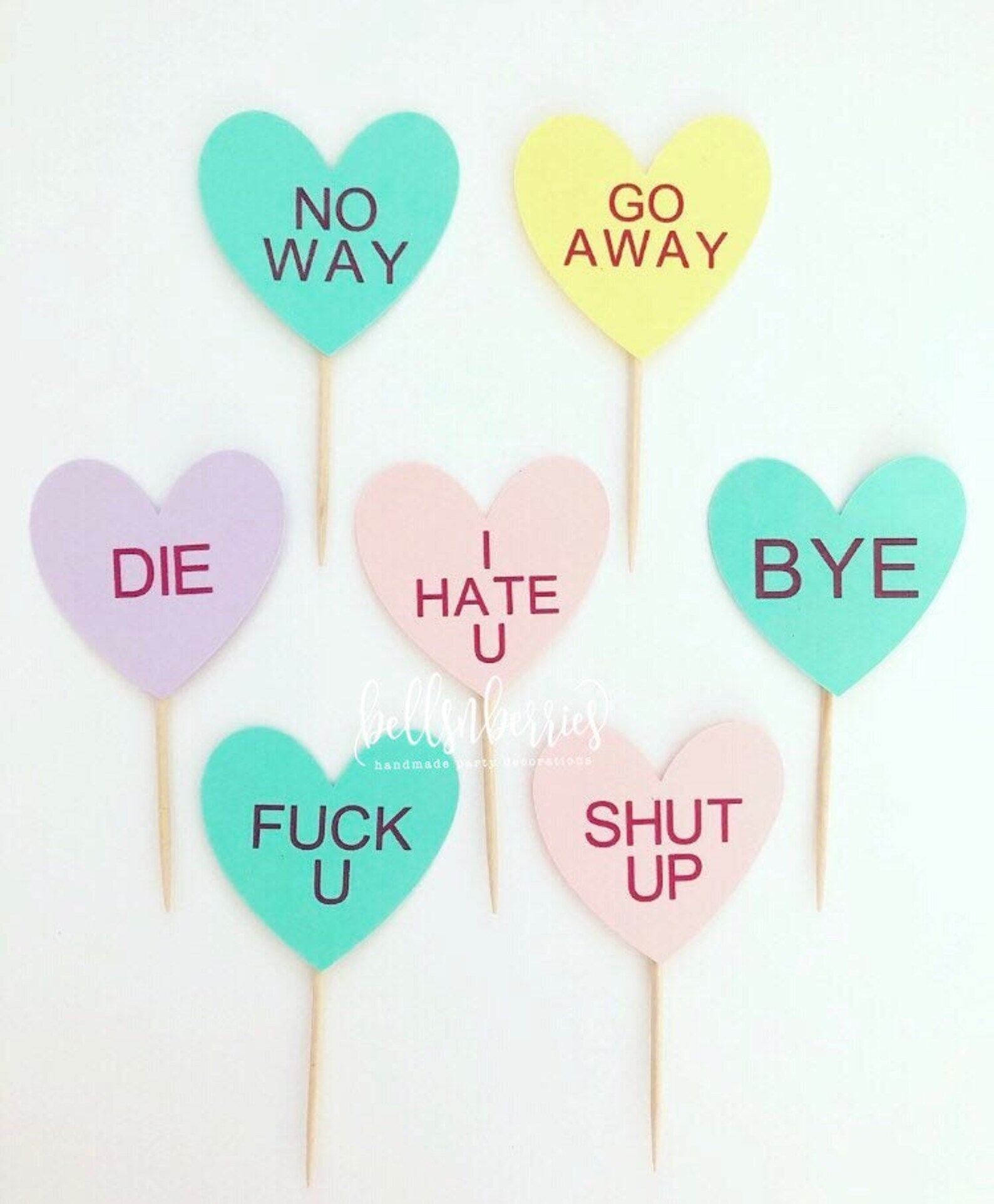 Funny Conversation Heart Cupcake Toppers / Valentine's Day - Etsy