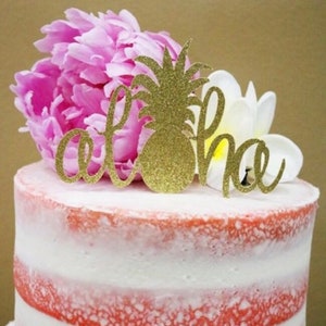 Aloha Cake Topper/ Tropical Party Cake Toppers/ Pineapple Wedding ...