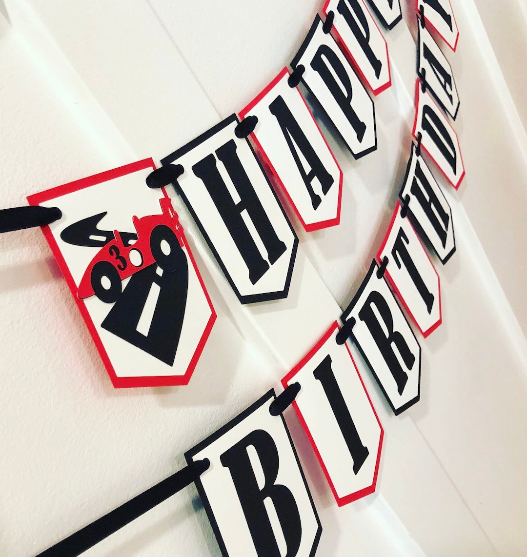Race Car Happy Birthday Banner / Two Fast Birthday / Fast One Birthday ...