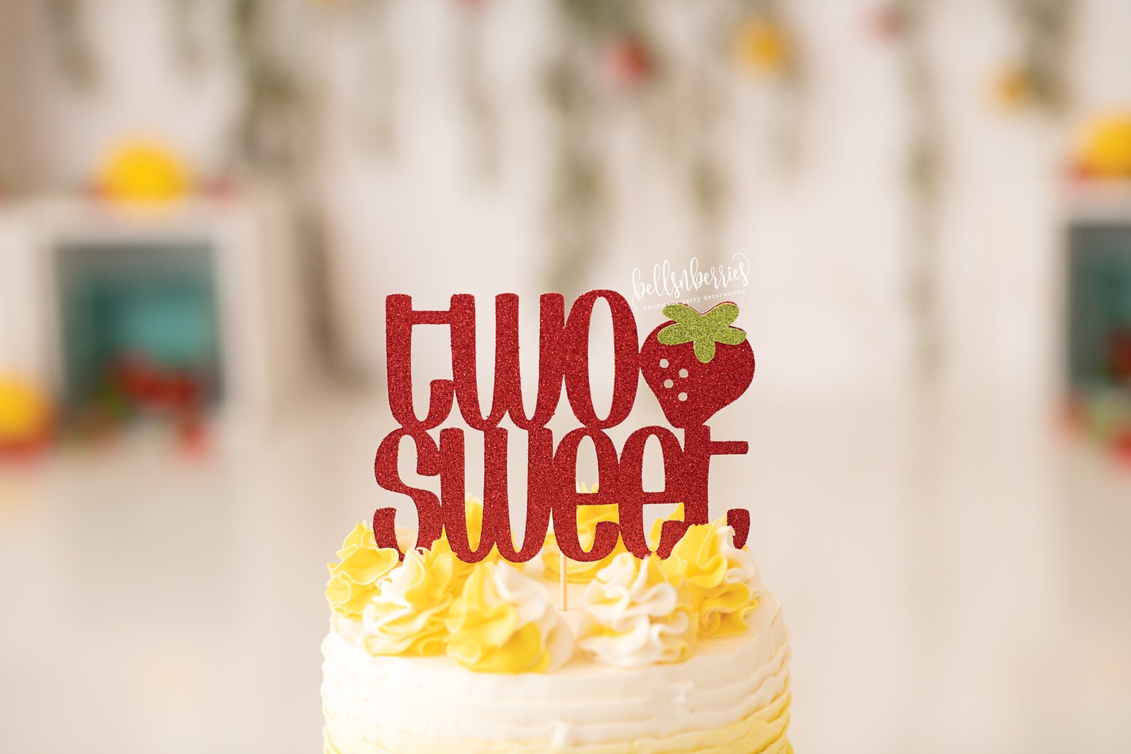 Two Sweet Strawberry Cake Topper / Strawberry Party / Twotti - Etsy