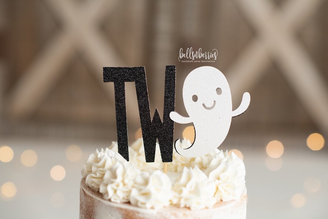 Ghost "two" Cake Topper: Sparkly Halloween Birthday Decor - Etsy