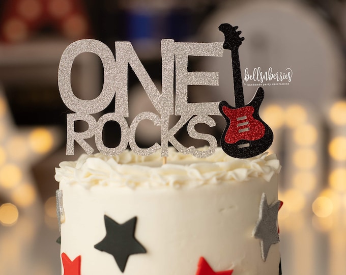 One Rocks Cake Topper / Guitar Cake Topper / Rock Party / Rock - Etsy