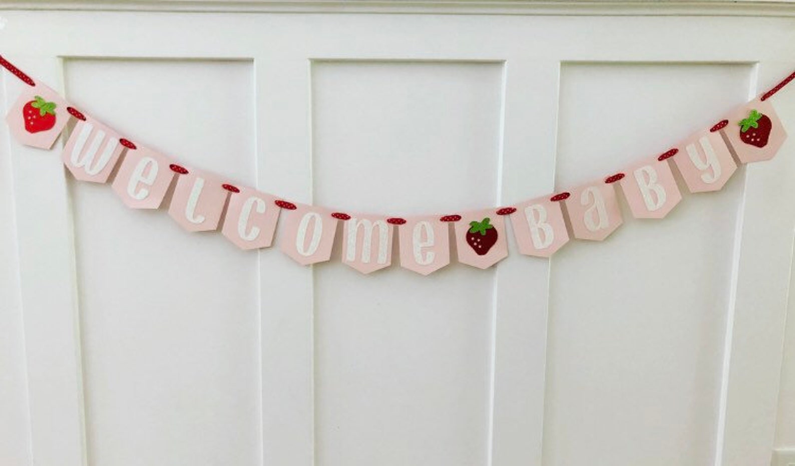 Welcome Baby Strawberry Banner / Berry Sweet Party / Two Sweet | Etsy