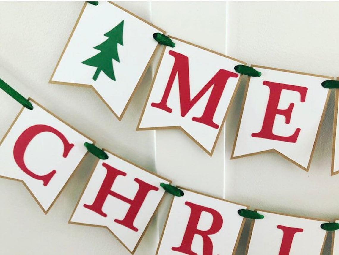 Merry Christmas Banner / Rustic Christmas Banner / Farmhouse - Etsy