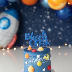 Blast off Cake Topper / Outer Space Party / Birthday Cake | Etsy