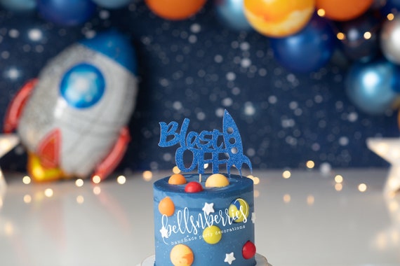 Blast off Cake Topper / Outer Space Party / Birthday Cake | Etsy