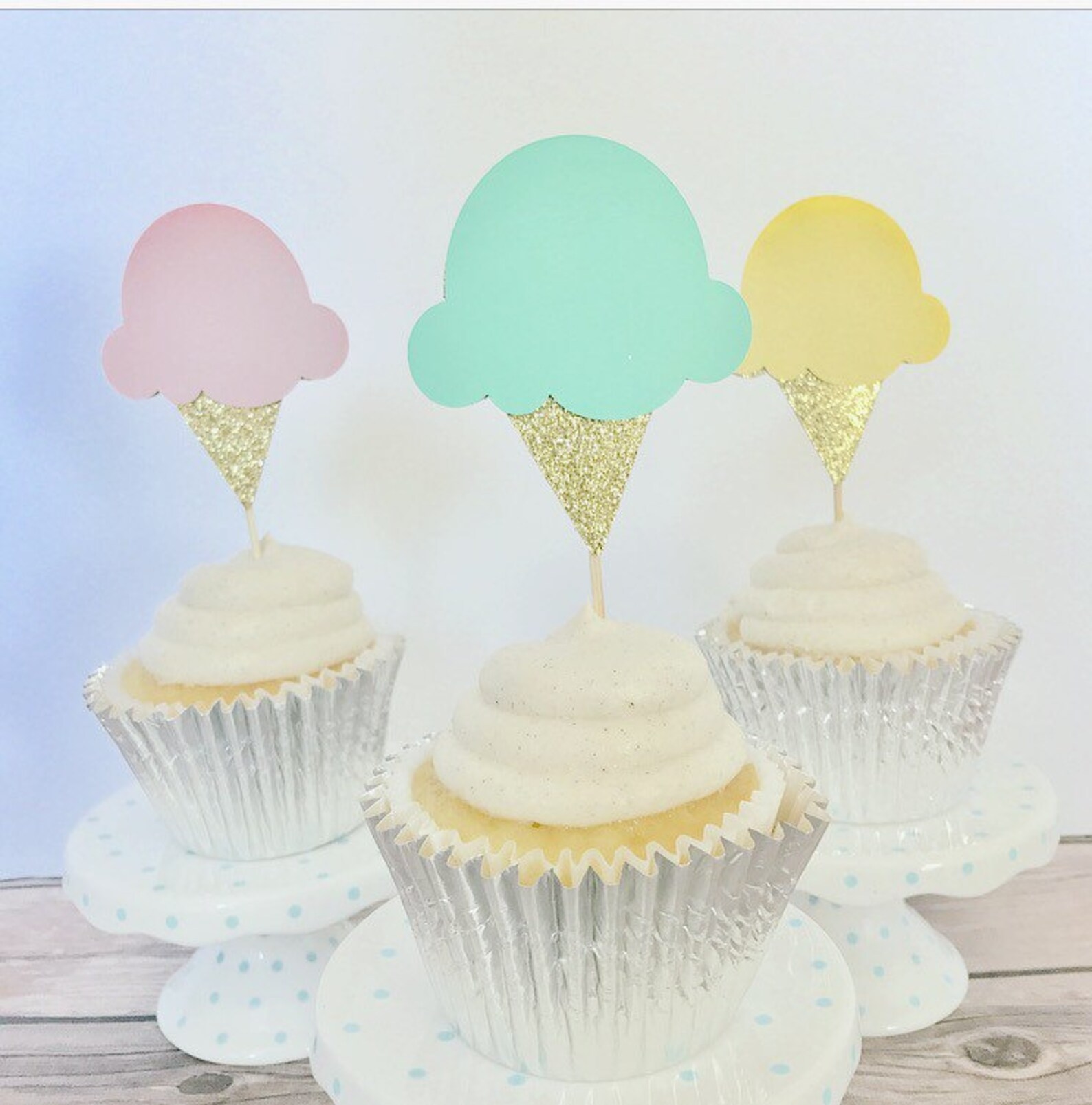 Ice Cream Cupcake Toppers/ Ice Cream Birthday Party/ Set of 12 | Etsy
