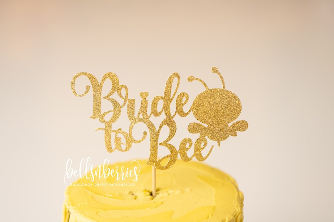 Bride to Bee Cake Topper: Gold Glitter Bridal Shower Decor - Etsy