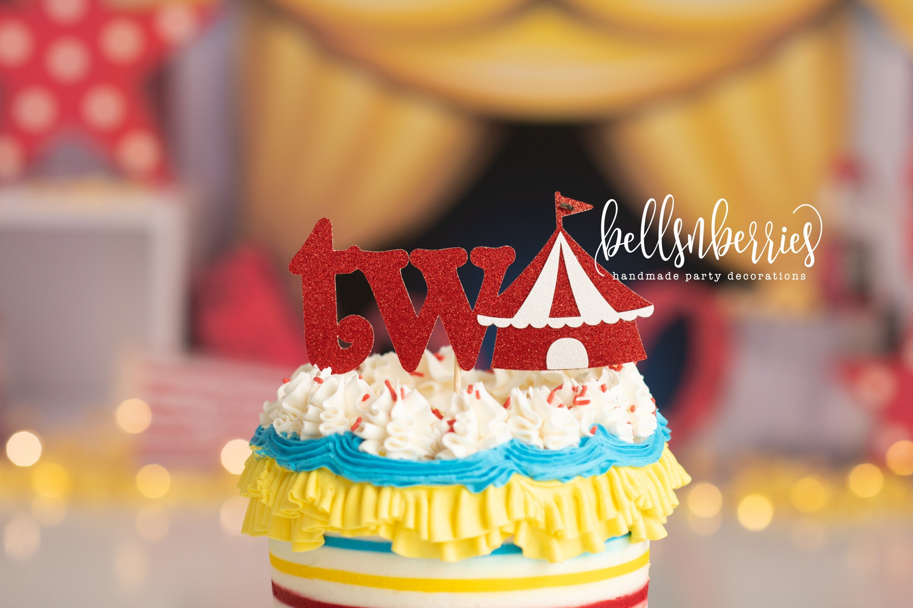 Circus Tent Cake Topper: Glitter Carnival Birthday Party Decor - Etsy