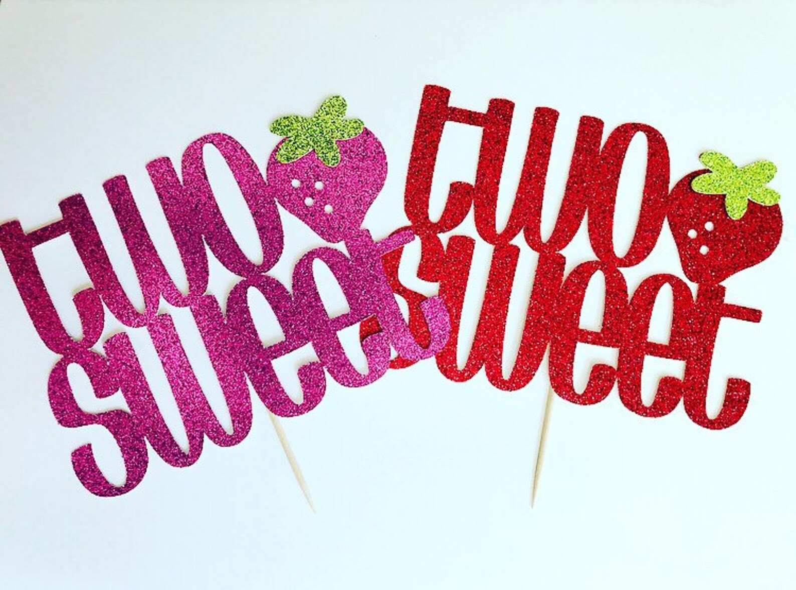 Two Sweet Strawberry Cake Topper / Strawberry Party / Twotti - Etsy