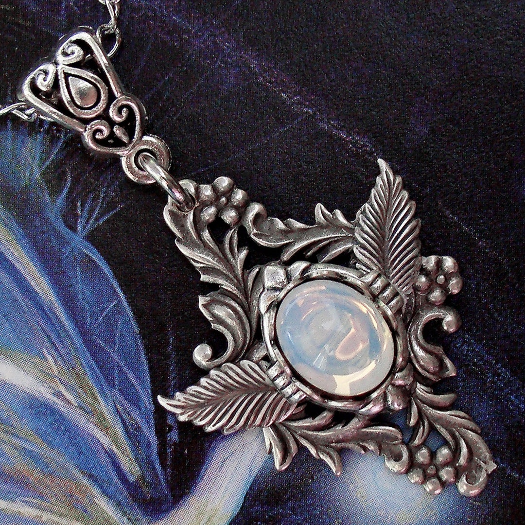 Elven Necklace White Opal Elves Fantasy Opalite Fairy Elvish Pendant ...