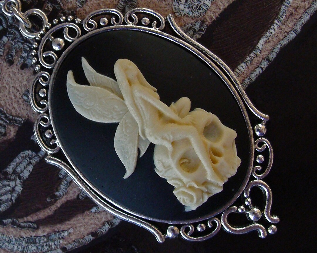 Dark Fantasy Cameo Necklace Gothic Fairy Pixie Fantasy Skull Elf ...