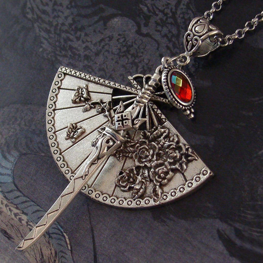 Katana and Fan Necklace : Ninja Geisha Style Pendant With Japanese ...