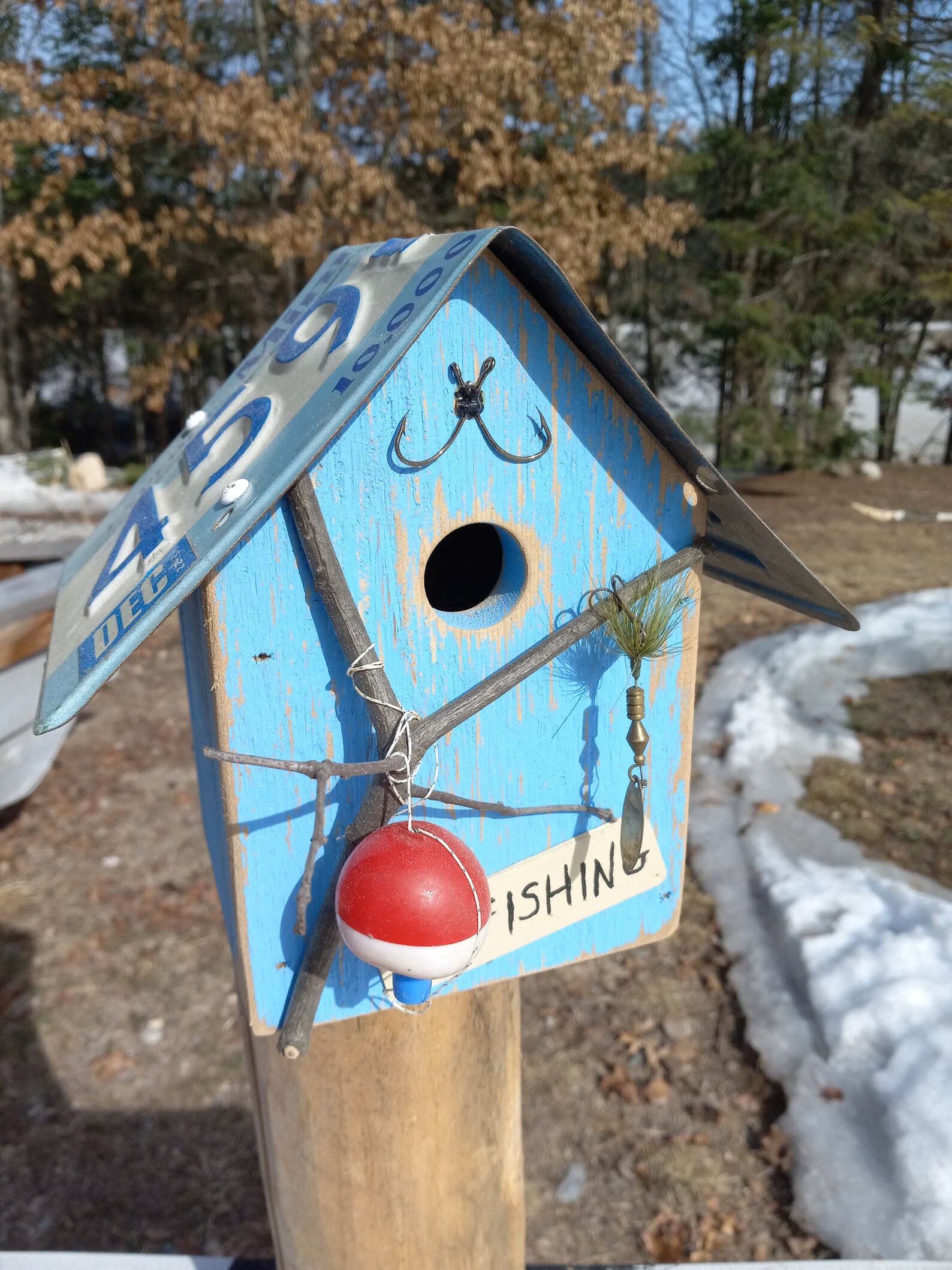 Handmade Fishing Birdhouse With Minnesota License Plate Roof - Etsy