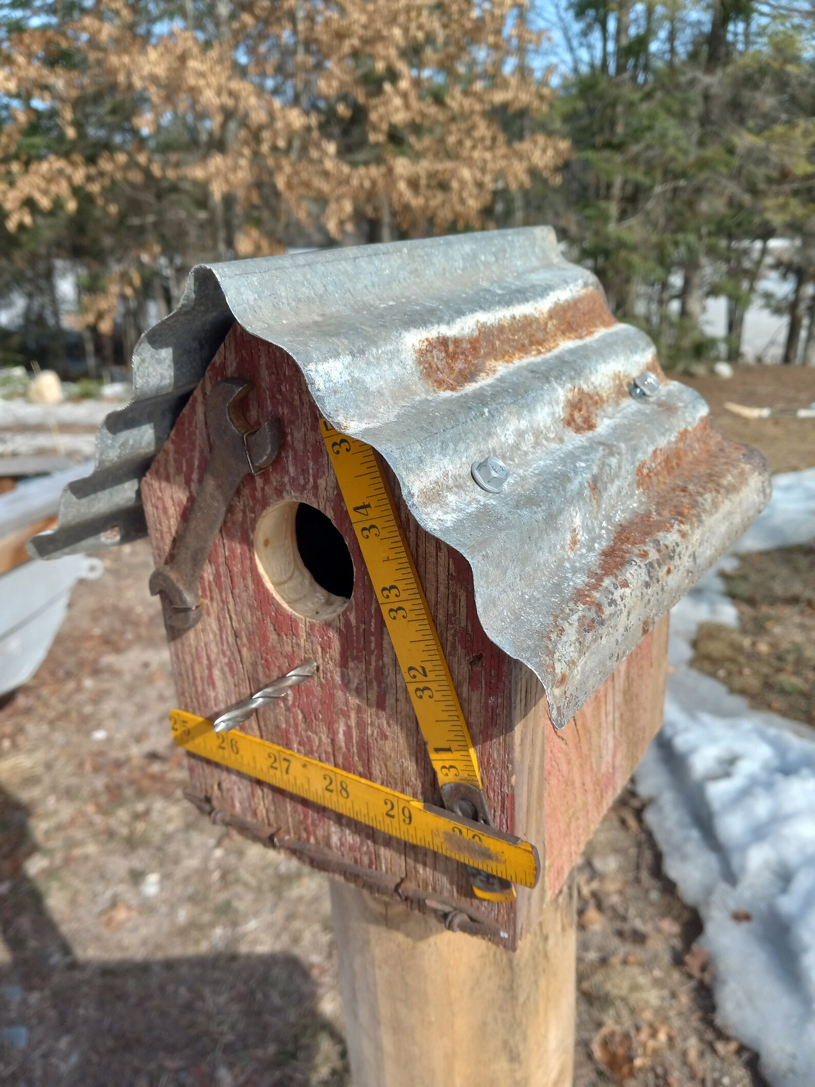 Rustic Bluebird Birdhouse, Barnwood & Vintage Metal Roof, Reclaimed ...
