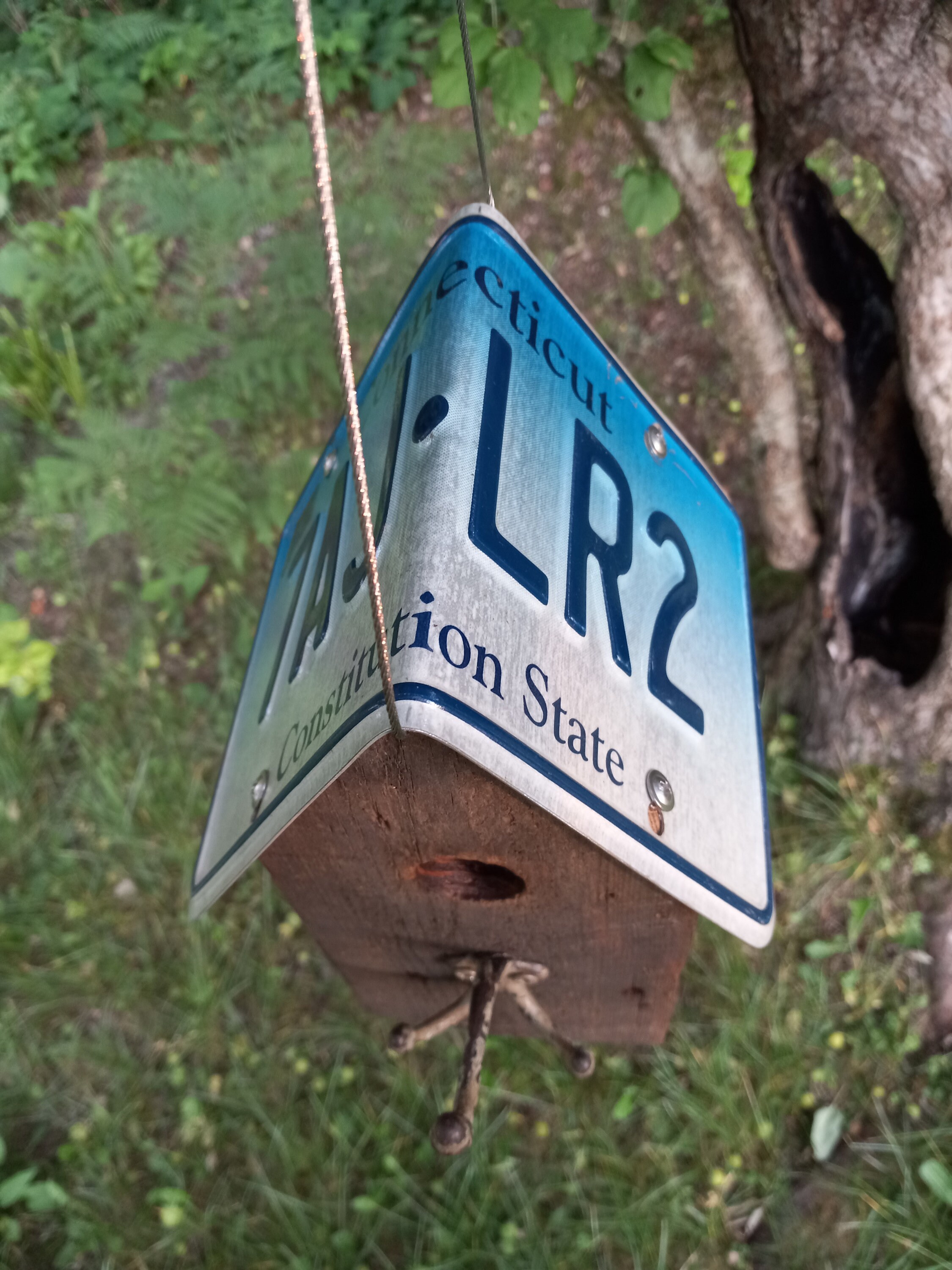 Connecticut License Plate Roof on a Rustic Reclaimed Barnwood Birdhouse ...