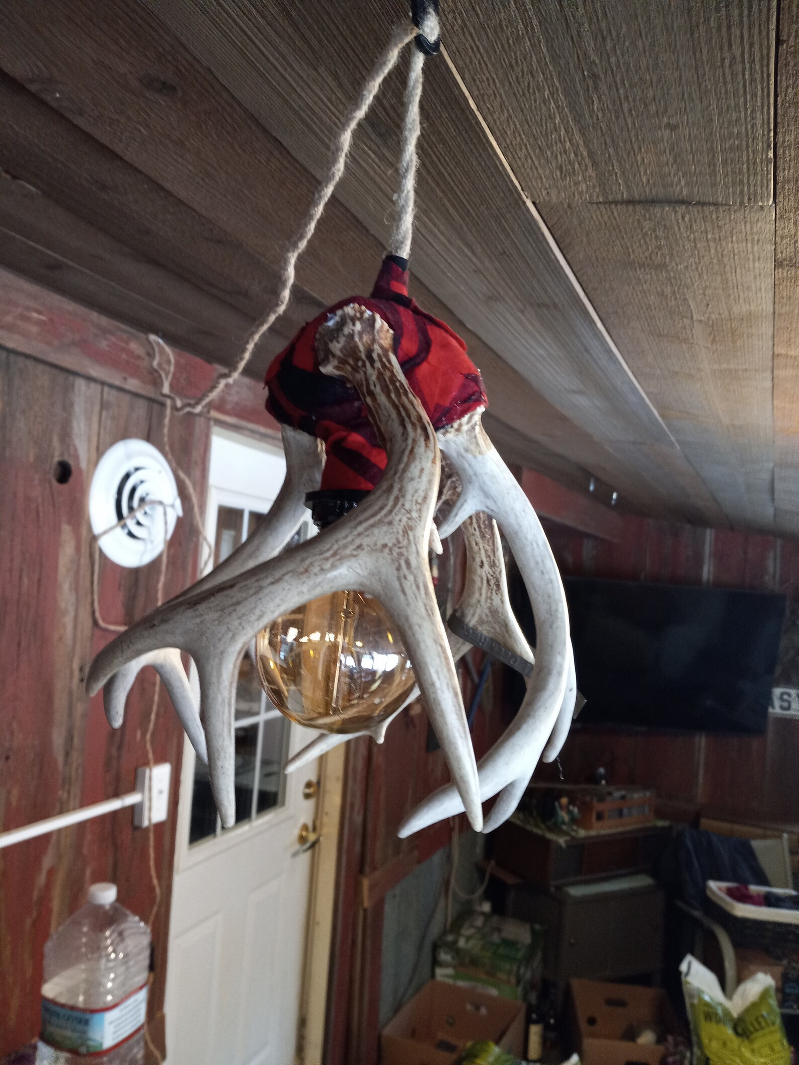 Whitetail Deer Antler Swag Light Real Antlers With Flannel - Etsy