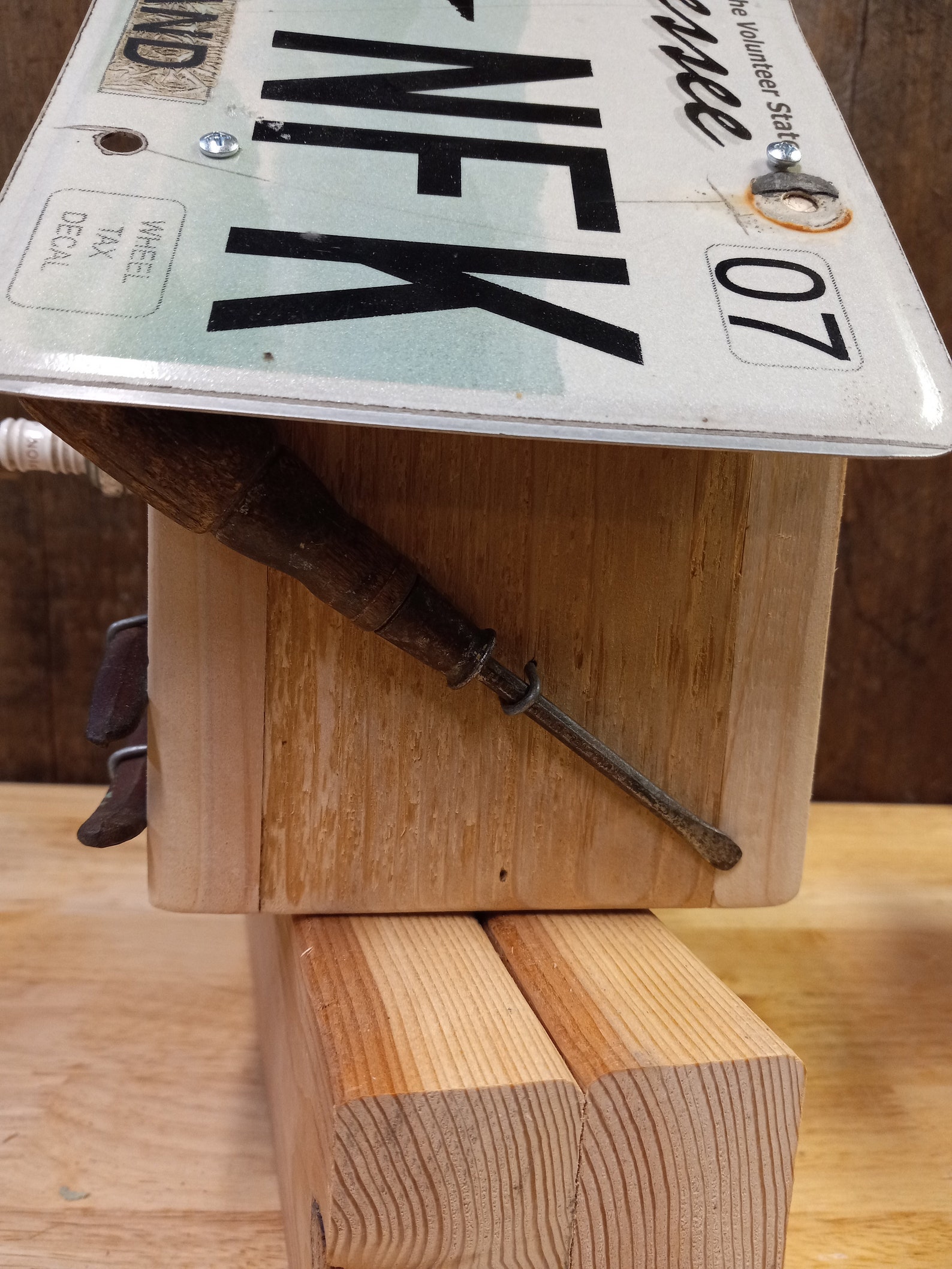 2007 Tennessee License Plate Roof on a Handyman's Special Birdhouse ...