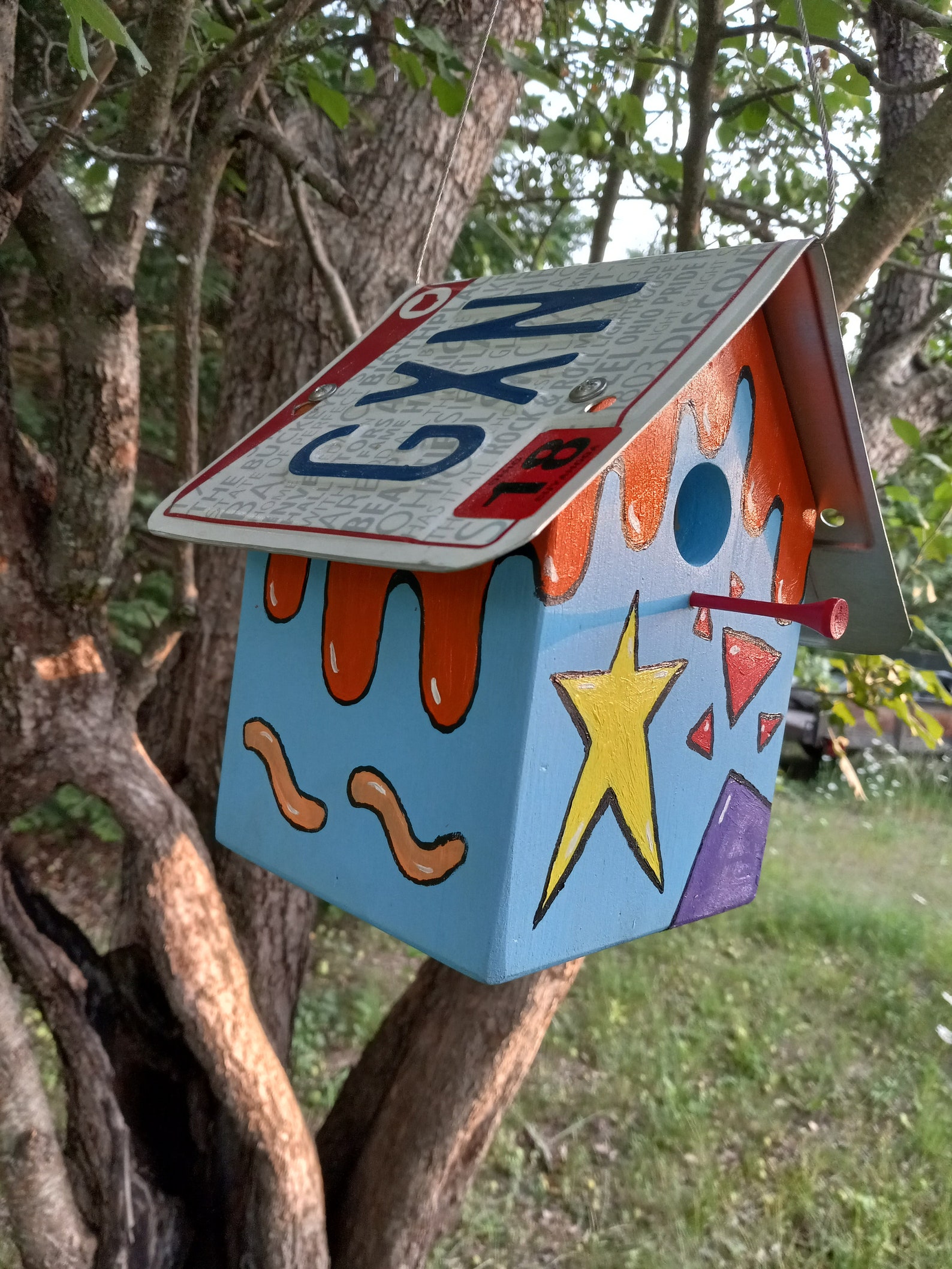 Ohio License Plate Roof on a Whimsical Birdhouse Wren - Etsy