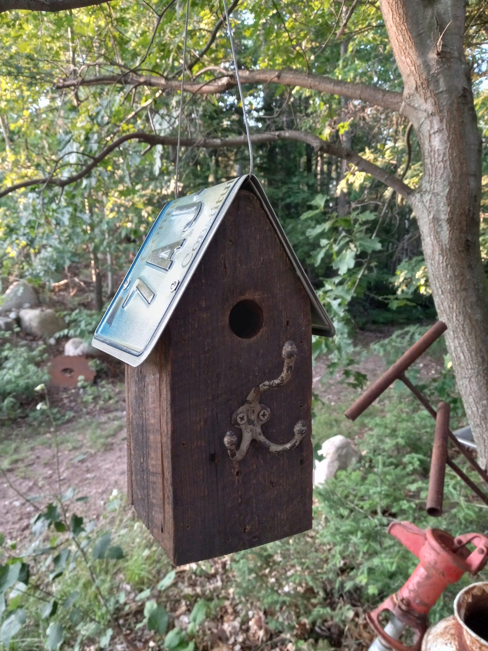 Connecticut License Plate Roof on a Rustic Reclaimed Barnwood Birdhouse ...