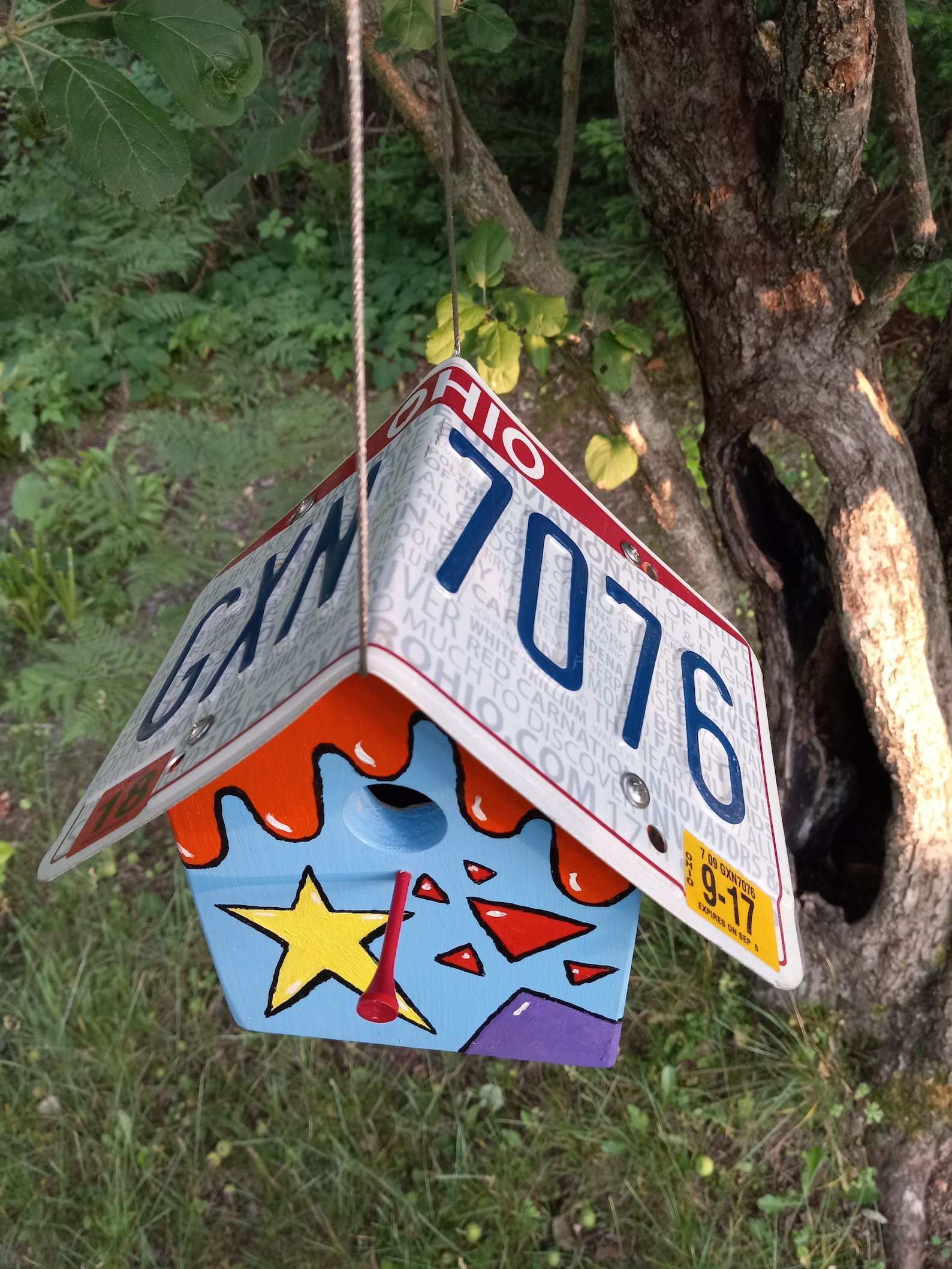 Ohio License Plate Roof on a Whimsical Birdhouse Wren - Etsy