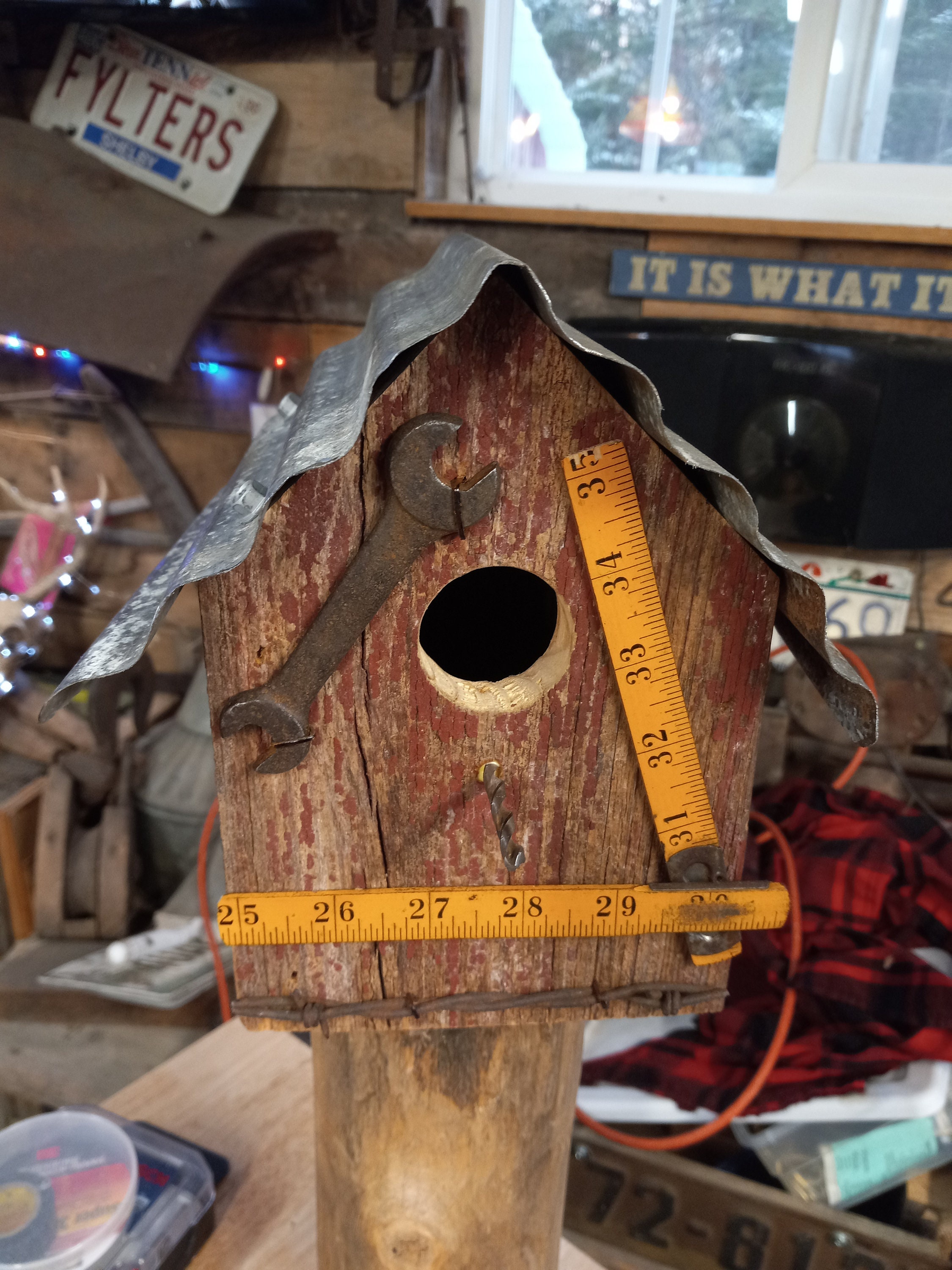 Rustic Bluebird Birdhouse With Barnwood and Vintage Corrugated Metal ...