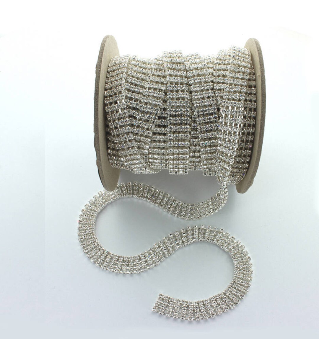 Rhinestone Crystal 4 Row Chain. Size SS12 4x3mm. Price is for 1 Meter ...