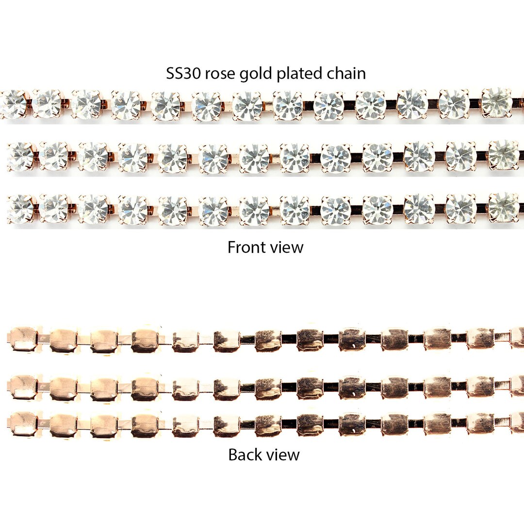 SS30 6mm Rose Gold Plated Rhinestone Chain Set With Best Quality ...