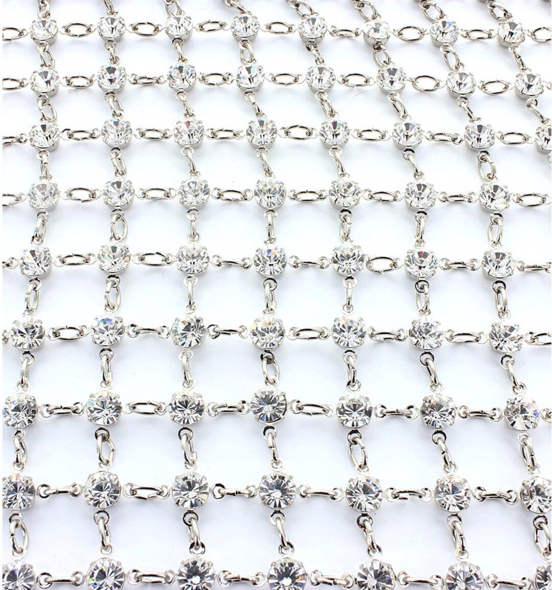 Swarovski Stone Mesh Made With SS30 (6mm) Stones. Plated in Palladium ...