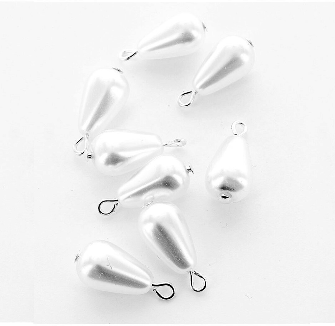 12x7mm and 15x8 Pearshape Drop Glass Pearls With Loop. Price is for 10 ...