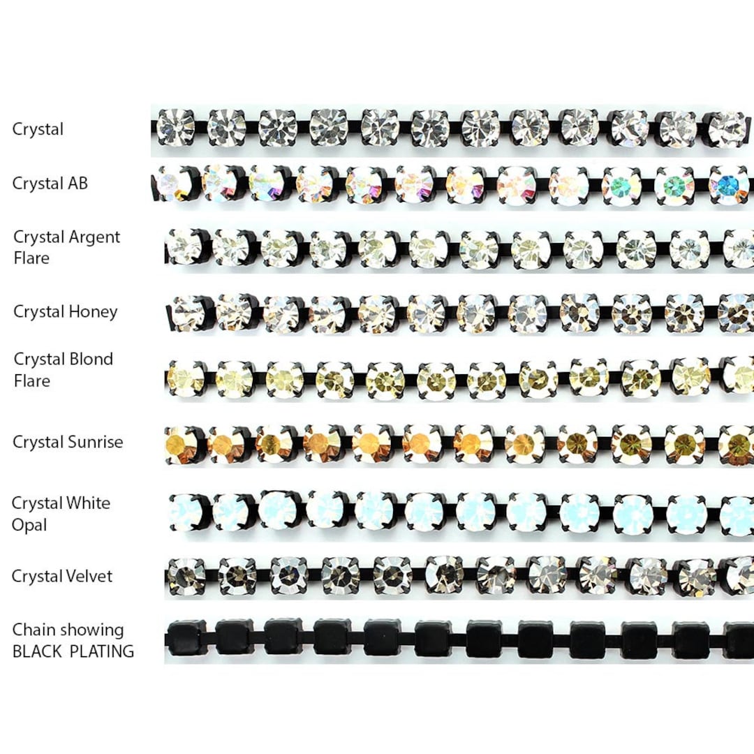 Rhinestone Chain SS30 6mm Black Plated Set With Preciosa Best Quality ...