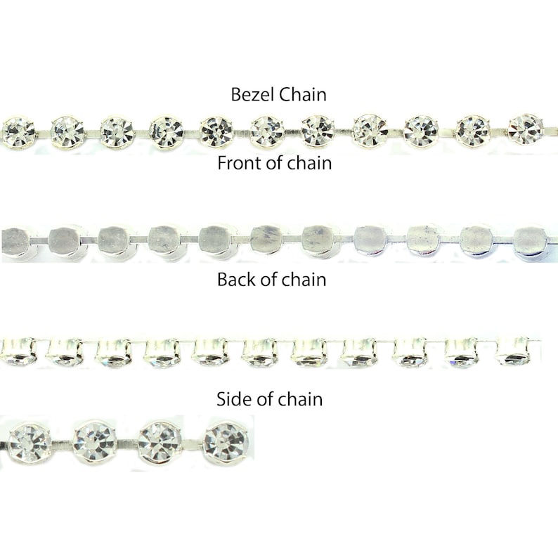 Bezel Chain 6mm SS30. Crystal/silver Plated. Price is for 50cms - Etsy UK