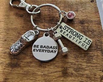 Be stronger than your strongest excuse fitness keychain gift | Etsy