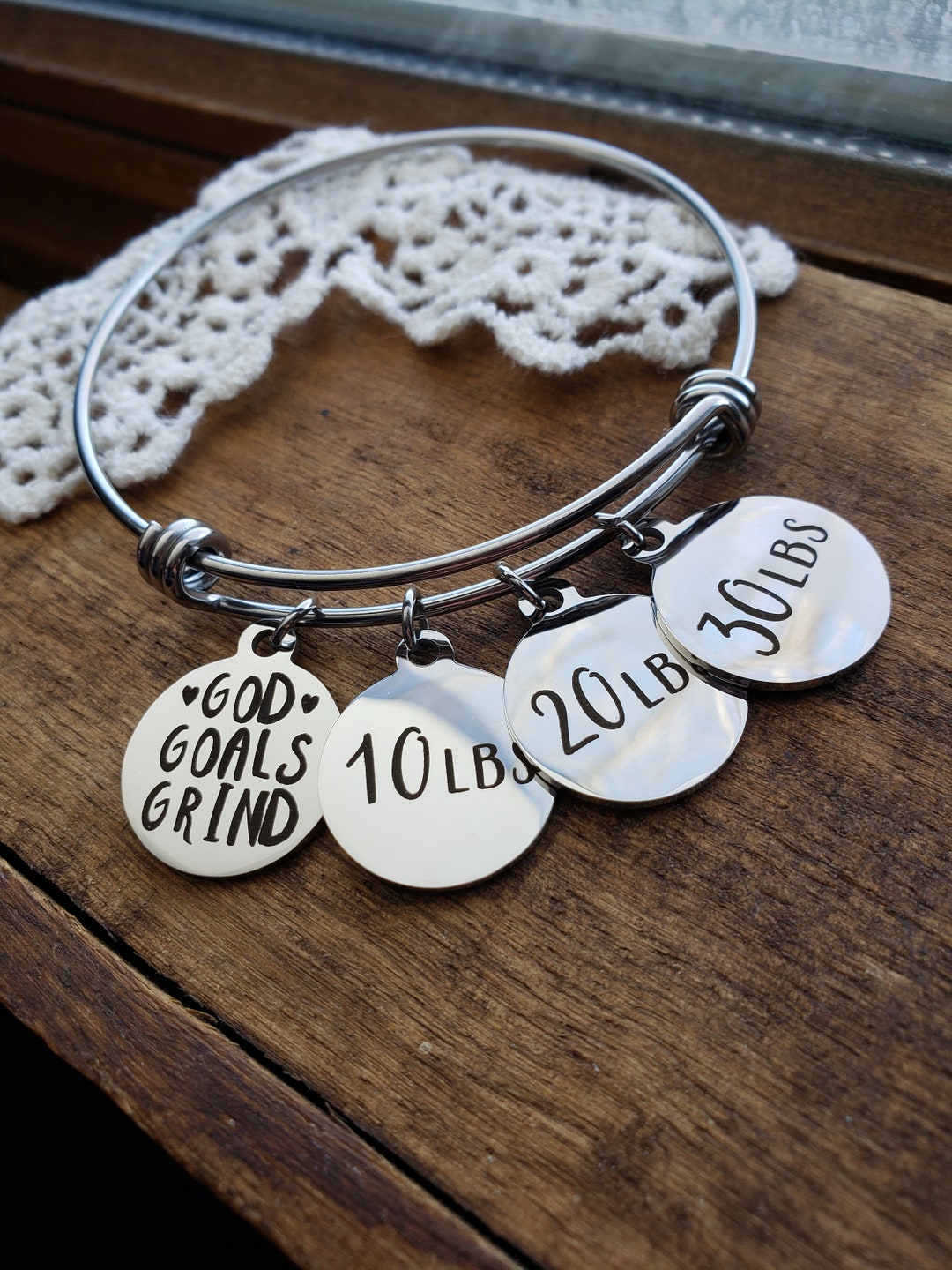 Weight Loss Jewelry, Personalized Weight Loss Tracker Bracelet, God ... Weight Loss Jewelry, Personalized Weight Loss Tracker Bracelet, God ...