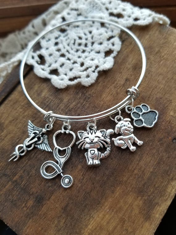 Vet tech jewelry gift for vet tech vet tech charm bracelet | Etsy