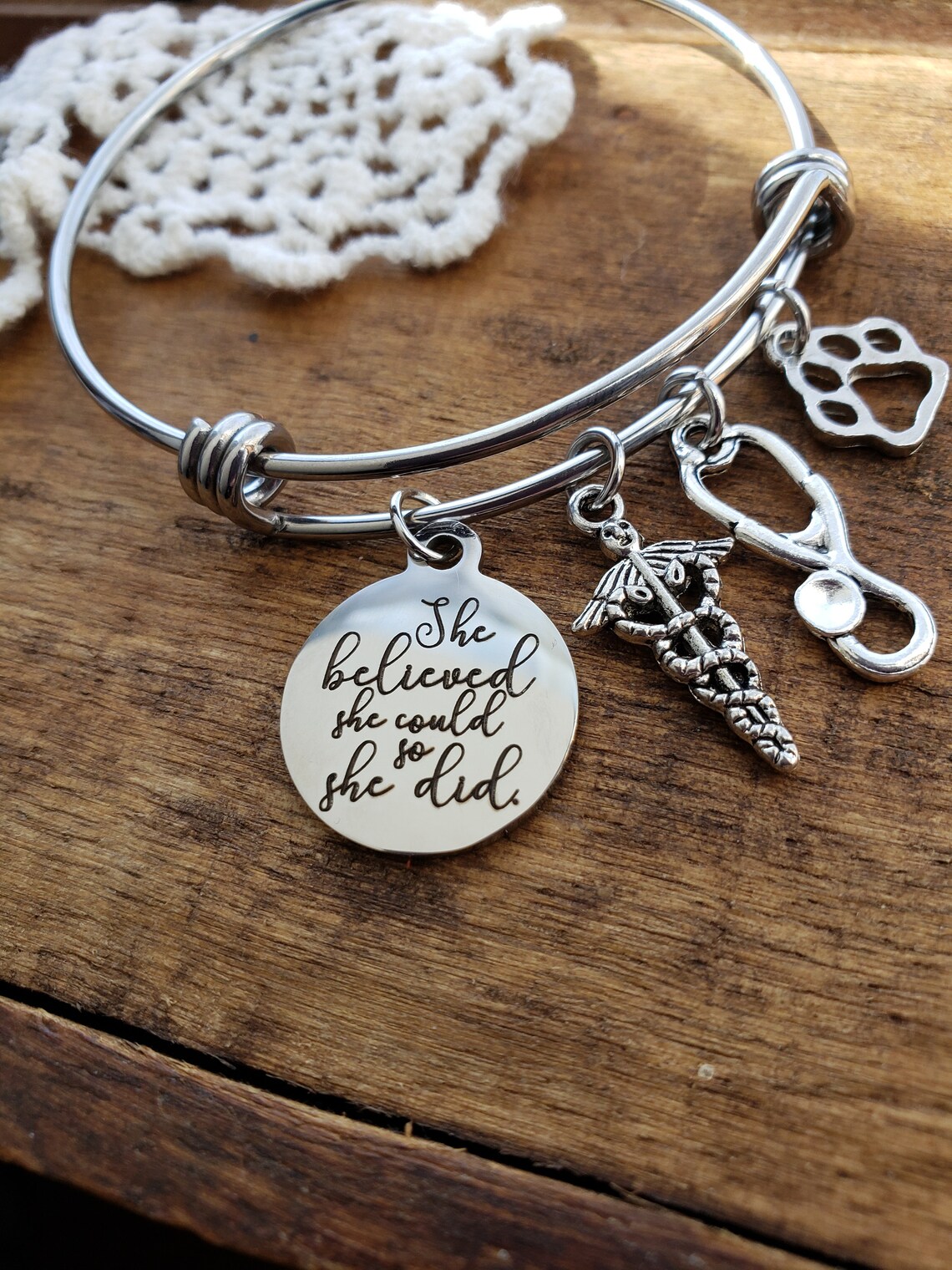 Vet tech jewelry gift for vet tech vet tech charm bracelet | Etsy